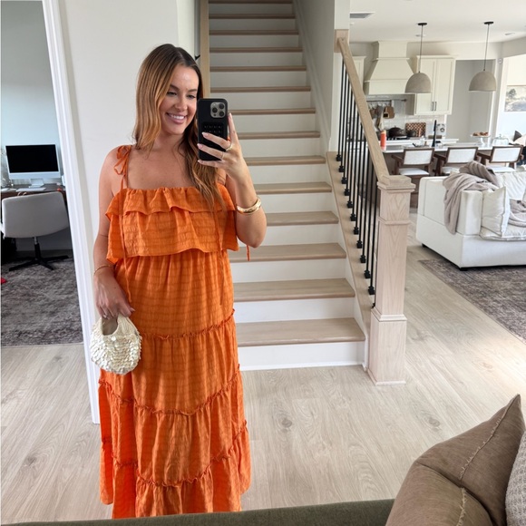 Lulus | Dresses | Orange Ruffle Maxi Dress | Poshmark
